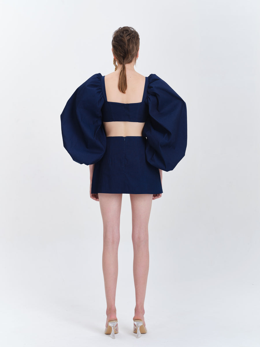 Denim Bonbon Bra with Puffed Sleeves – Tereza Rosalie Kladosova